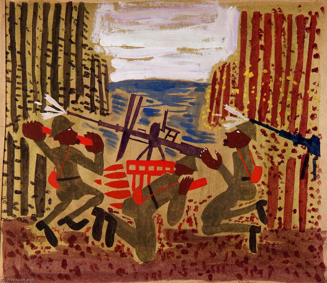 Oil Painting Replica War Scene, 1942 by William Henry Johnson (Inspired ...