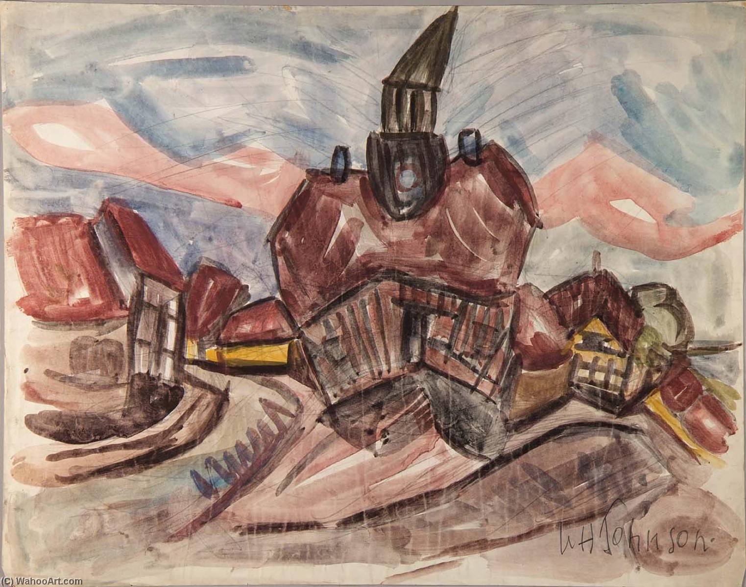 Oil Painting Replica Church Tower, 1938 by William Henry Johnson ...