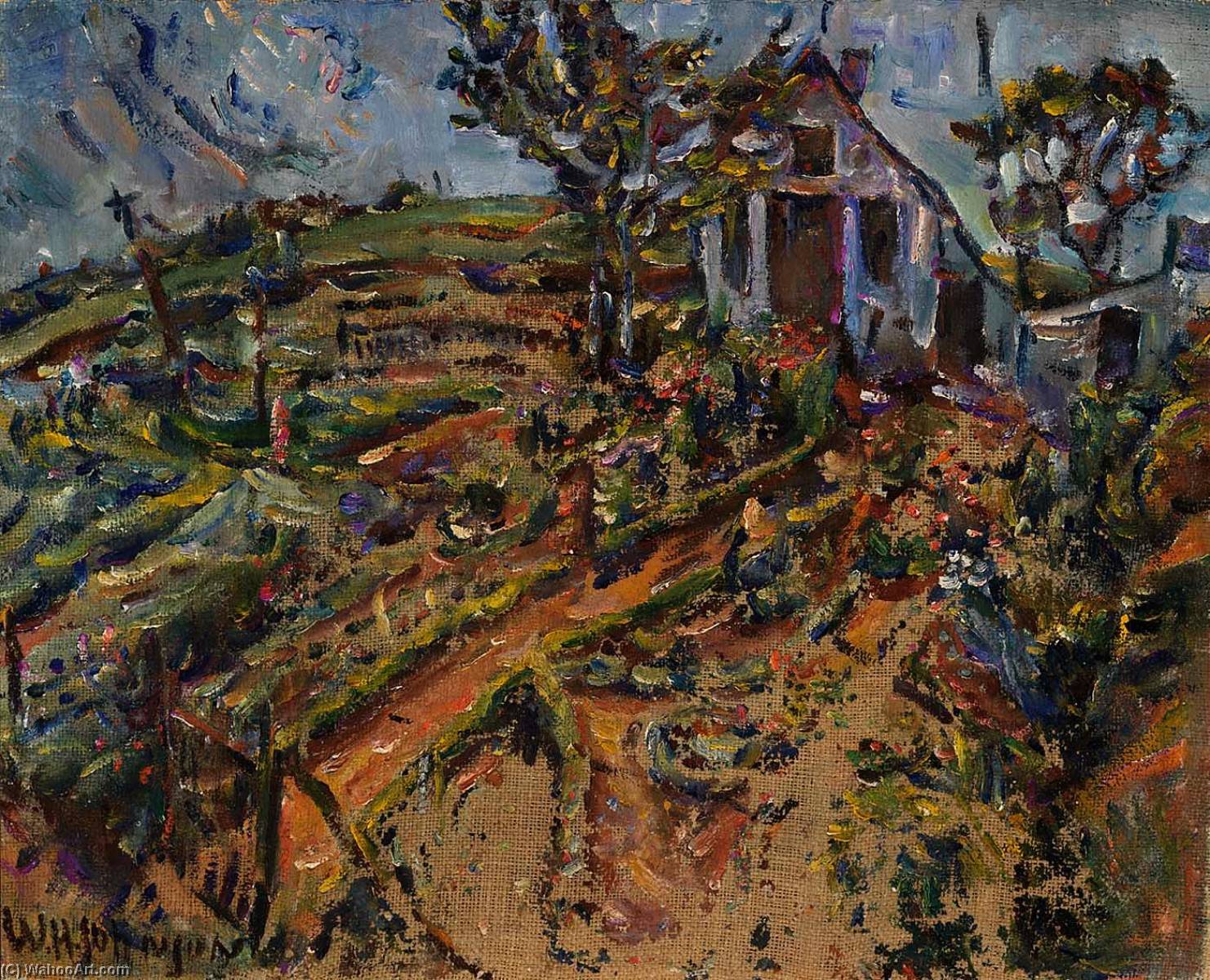 Paintings Reproductions House in Garden, 1933 by William Henry Johnson ...