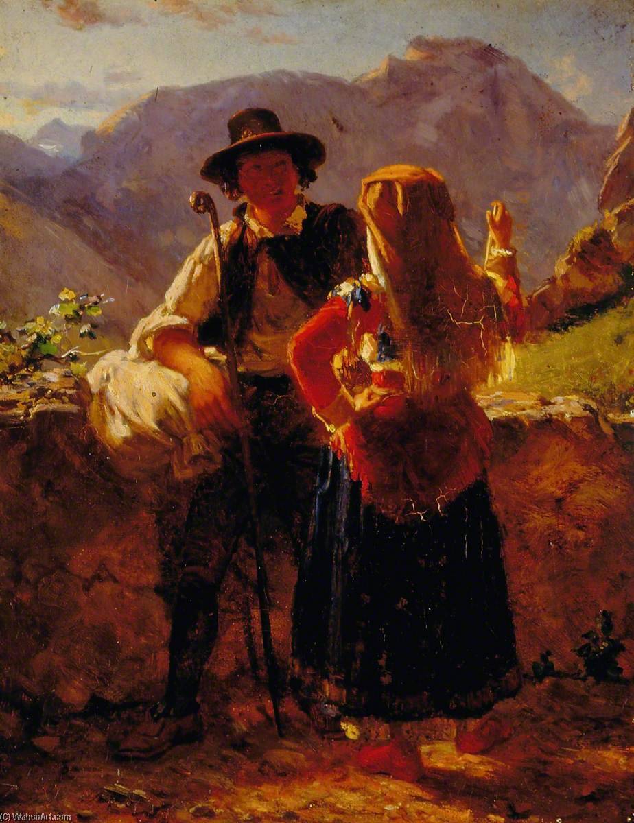 Museum Art Reproductions A Talk by the Way, 1850 by Thomas Stuart Smith ...