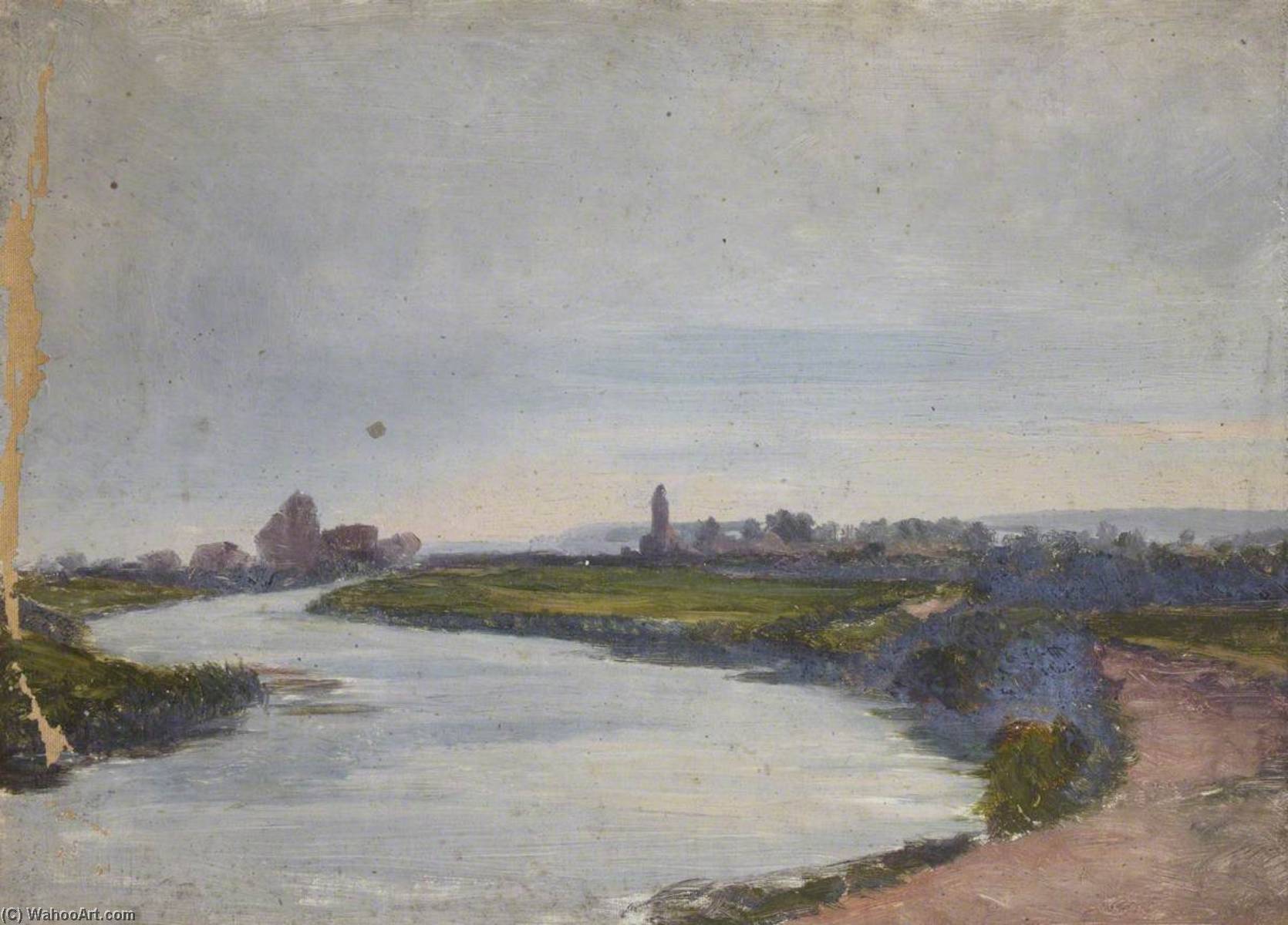 Oil Painting Replica River and a Town by Thomas Stuart Smith (1815-1869) | ArtsDot.com