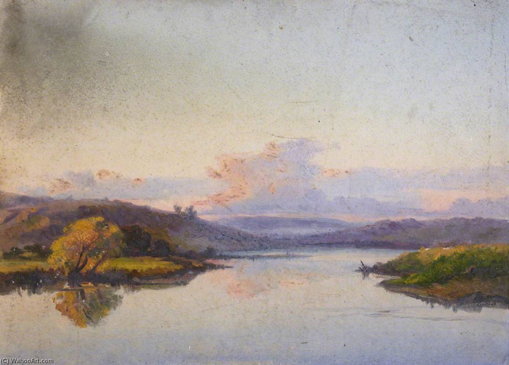 Purchase Oil Painting Replica Sunset on a Lake by Thomas Stuart Smith ...