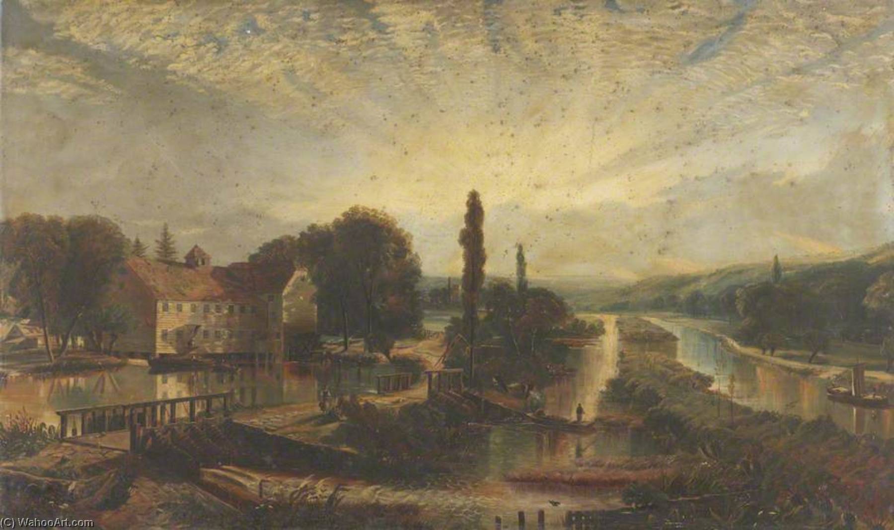 Get Paintings Reproductions Landscape with a Mill and Canal by Arthur ...