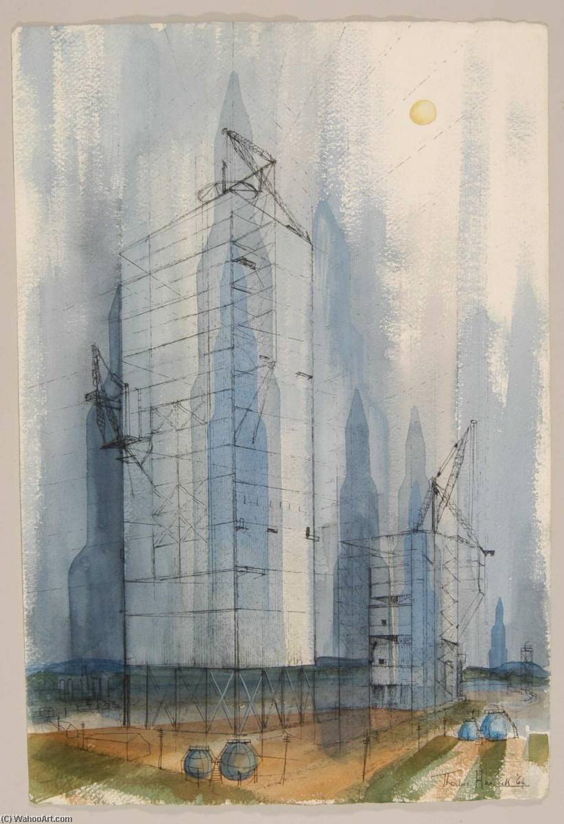 Oil Painting Replica Engine Test Stand, 1964 by Theodore Hancock ...