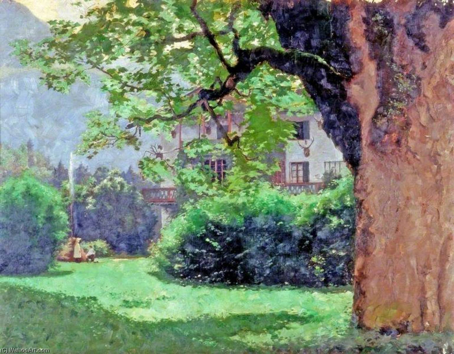 Paintings Reproductions Garden Scene by Henry Straker (1860-1943 ...