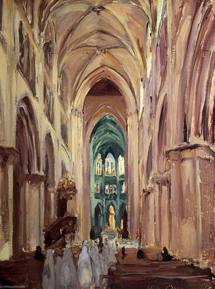 Paintings Reproductions Interior of a Cathedral, 1914 by Milly Childers ...