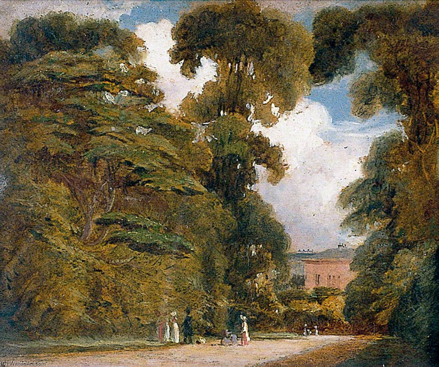 Artwork Replica Drive of a Country House, with Trees and Figures by ...