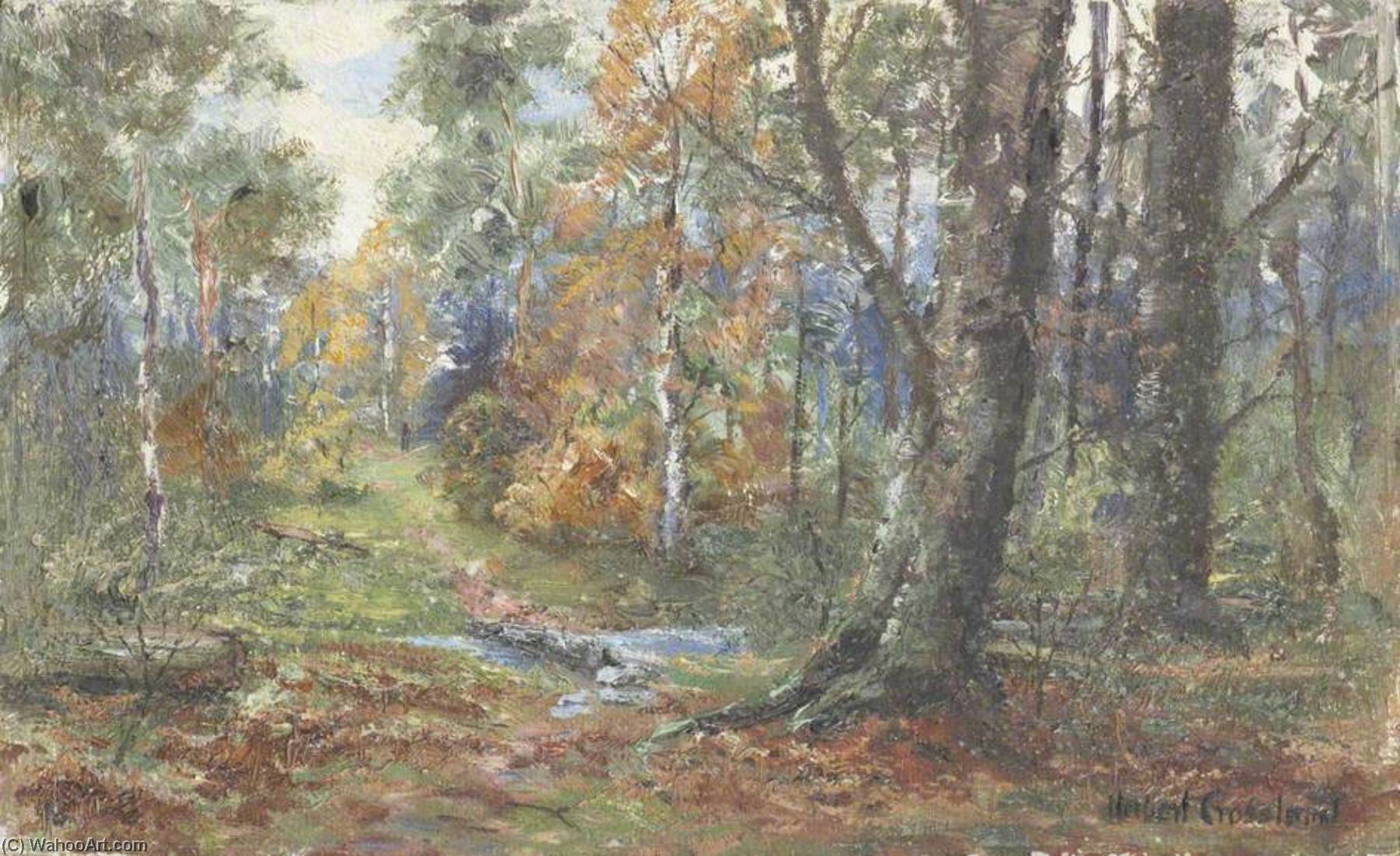 Get Paintings Reproductions Woodland Scene by James Henry Crossland ...