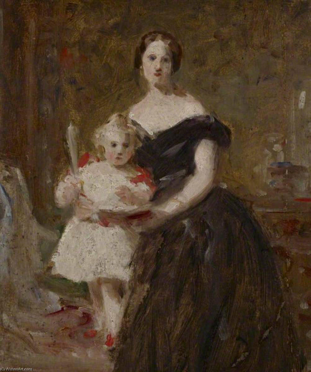 Museum Art Reproductions Portrait Study of a Lady and a Child in an ...
