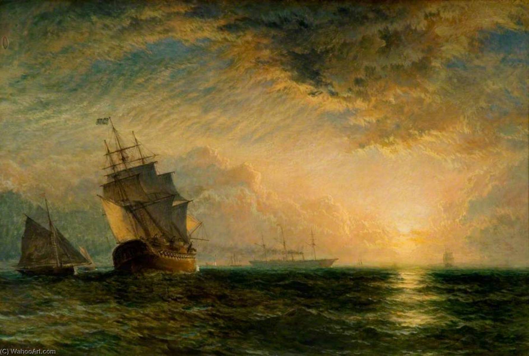 Oil Painting Replica Seascape, 1872 by Henry Thomas Dawson (1844-1878 ...