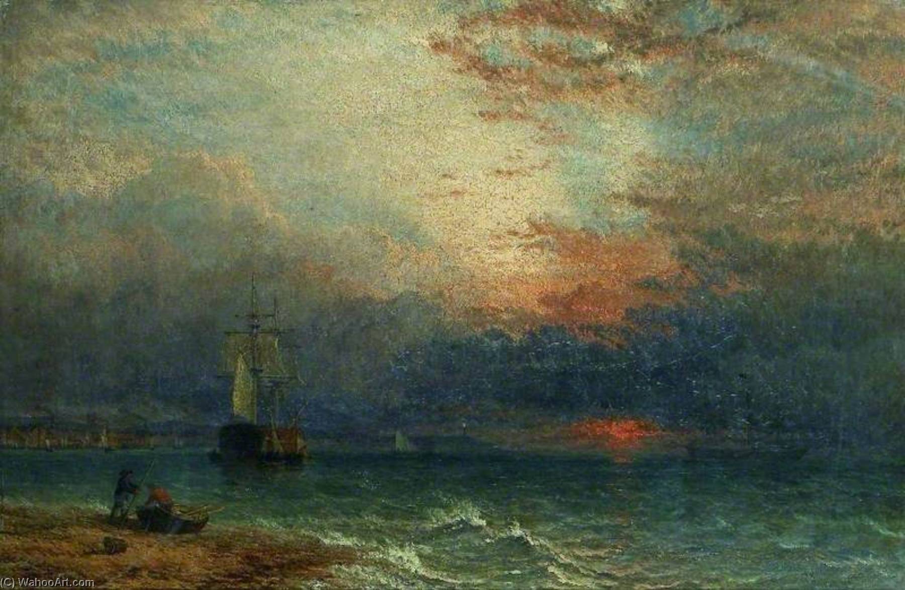 Paintings Reproductions Wild Sunset, 1875 by Henry Thomas Dawson (1844 ...