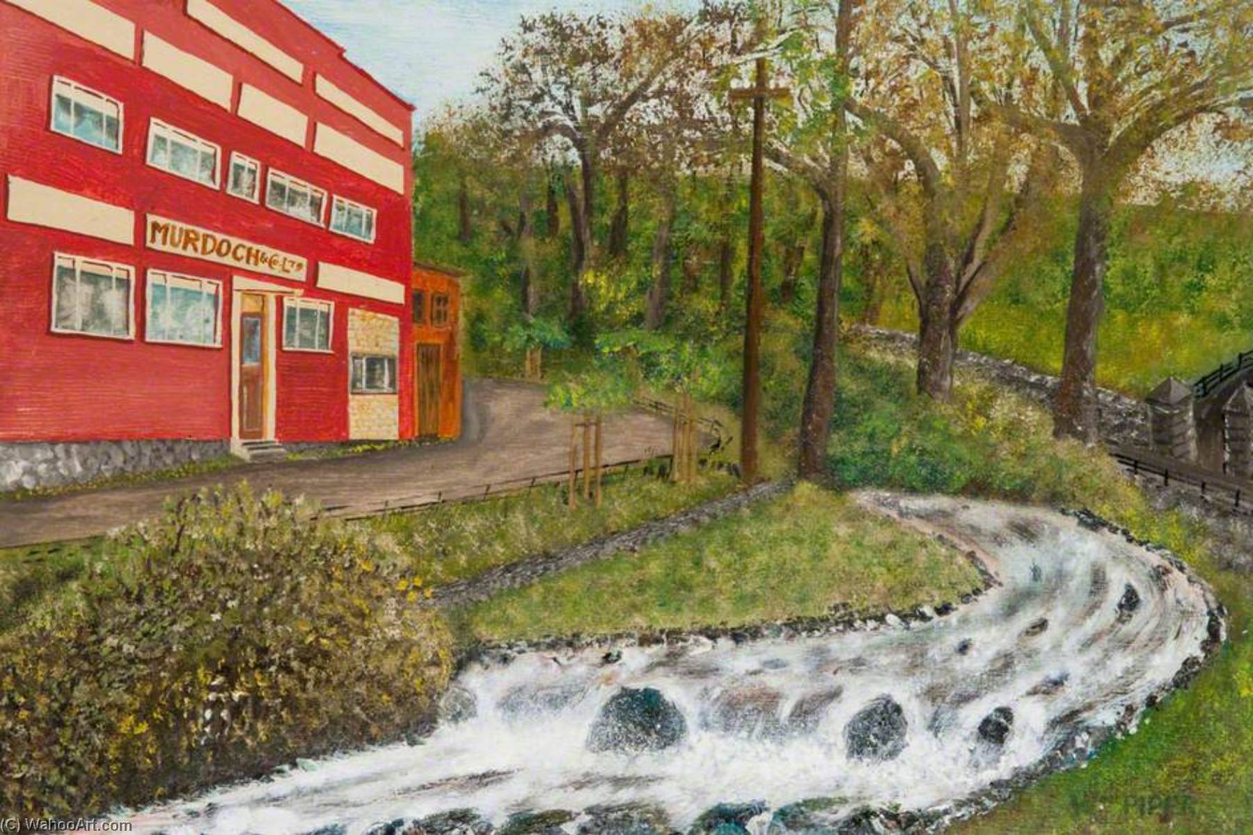 Artwork Replica Murdoch`s Factory and Garrell Burn, Kilsyth, 1950 by ...