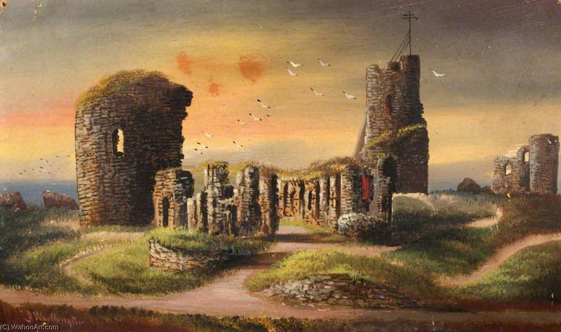 Paintings Reproductions Aberystwyth Castle, 1919 by Alfred Worthington ...