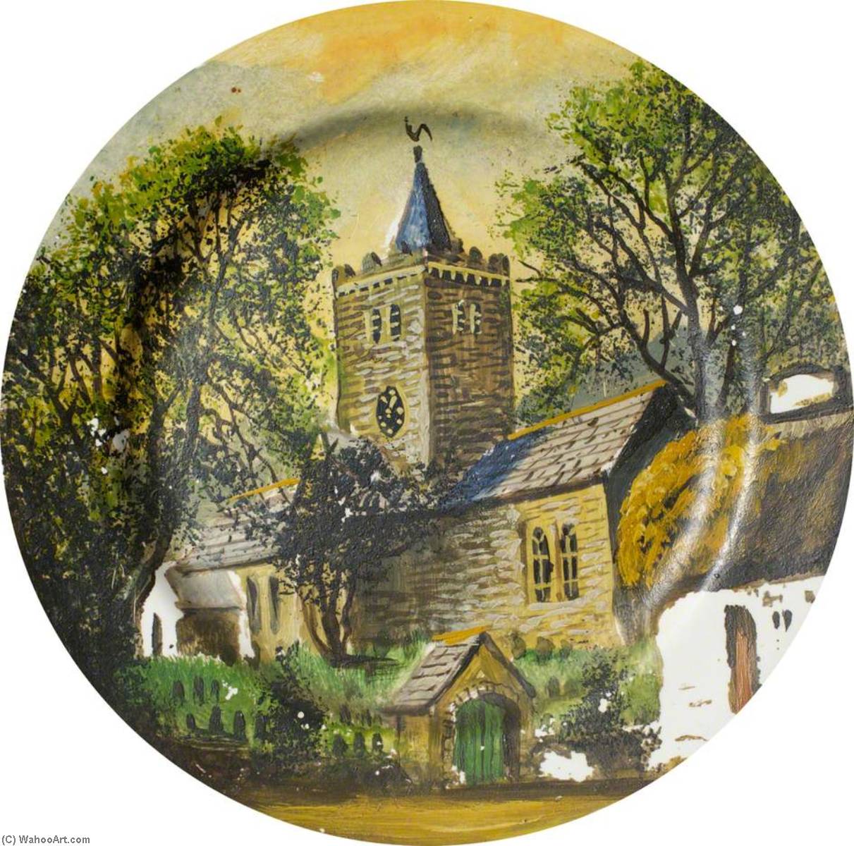 Purchase Oil Painting Replica Llanbadarn Church (finger plate) by ...