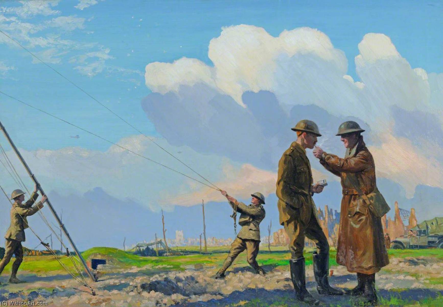 Art Reproductions Station Erection, 1919 by Émile Antoine Verpilleux ...