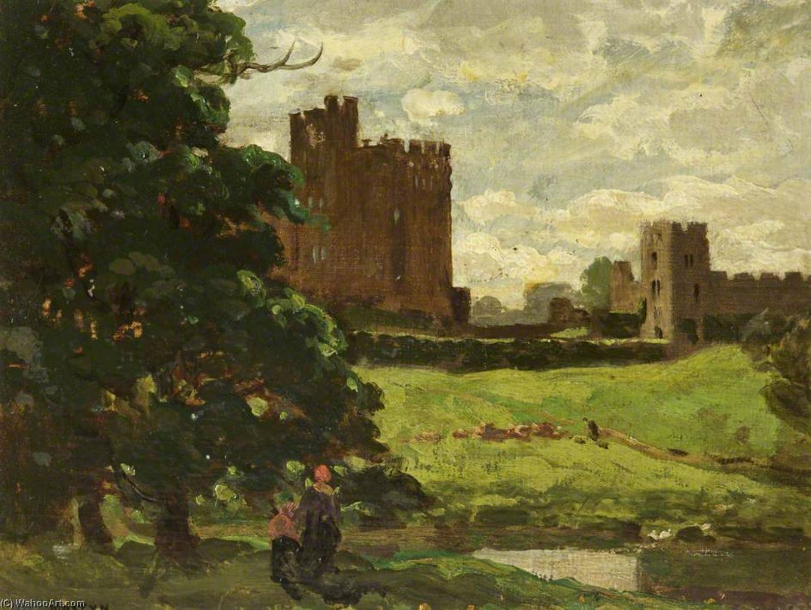 Paintings Reproductions Alnwick Castle by Thomas Edwin Mostyn (1864-1930) | ArtsDot.com
