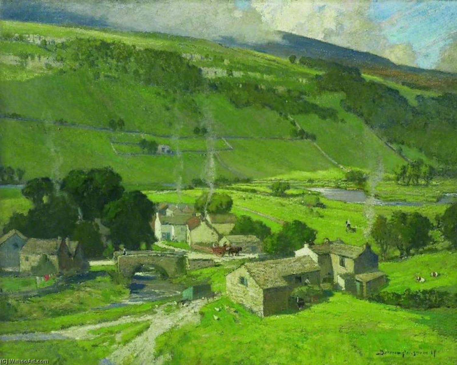 Reproductions D'art The Hill Bound Village, 1917 de Bertram Priestman ...