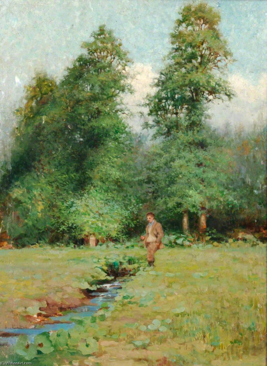 Paintings Reproductions Man in a Field by a Stream, 1892 by Benjamin ...