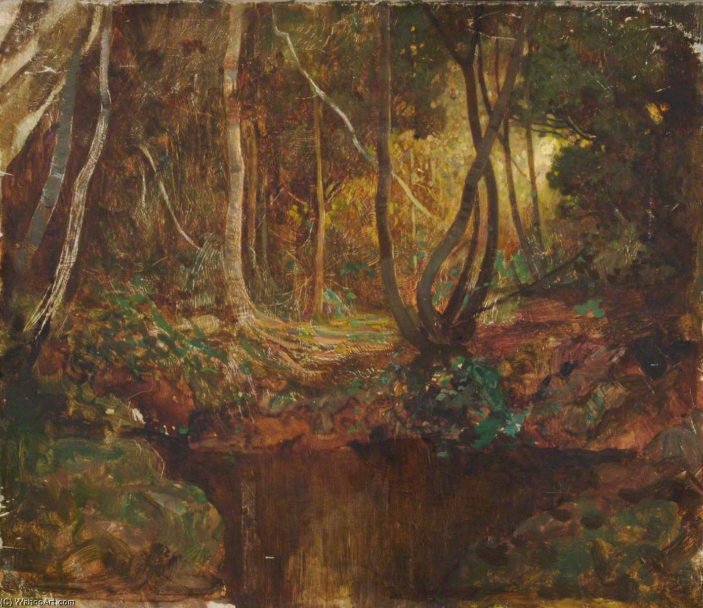 Get Paintings Reproductions Pond Deep within Wood by Benjamin Haughton ...