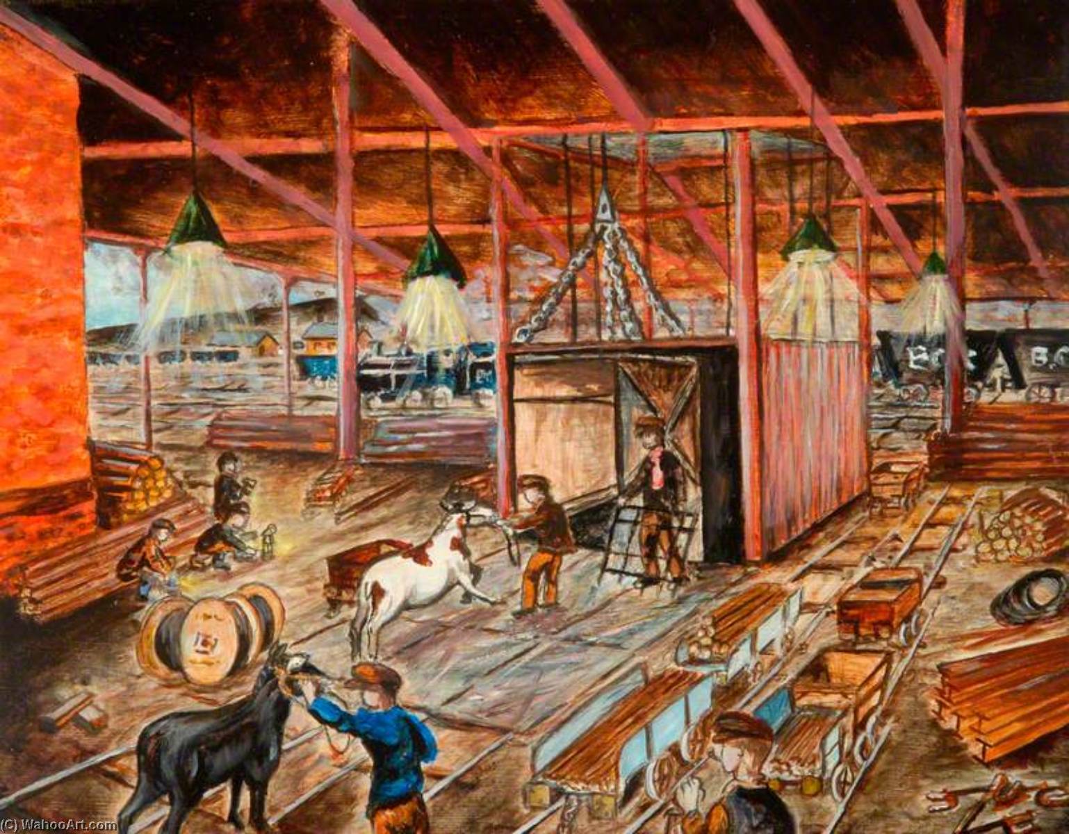 Loading Ponies into Cage by James Mackenzie (1927-2013) James Mackenzie ...