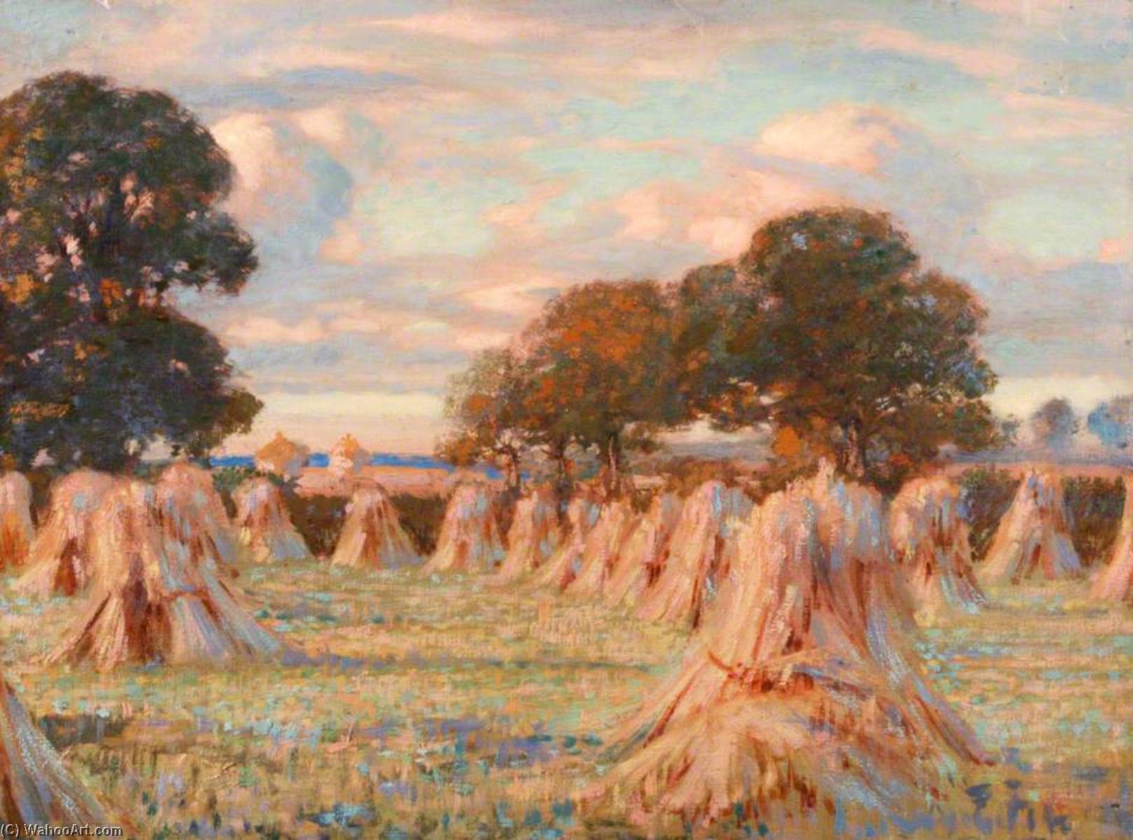 Get Paintings Reproductions Stooked Corn, toward the End of the Day by ...