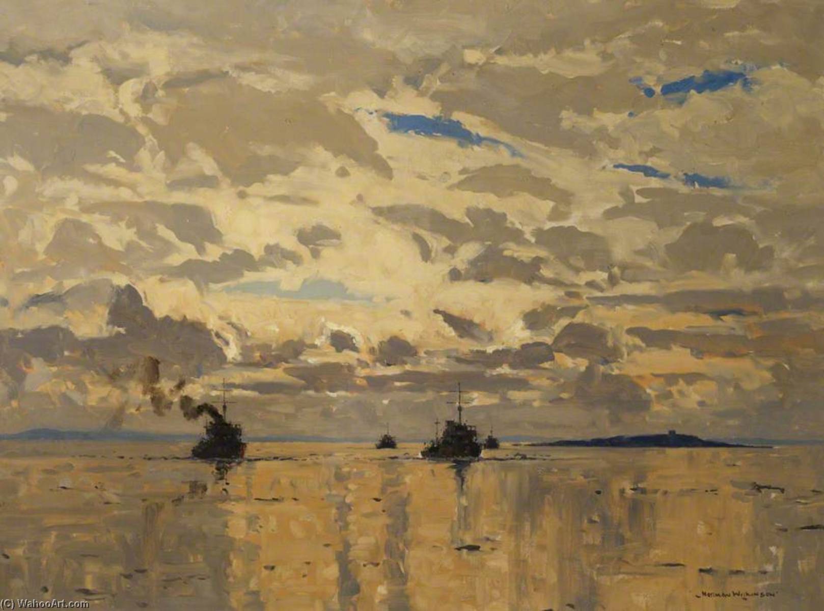 Purchase Oil Painting Replica Minesweepers off the Coast of Scotland by ...