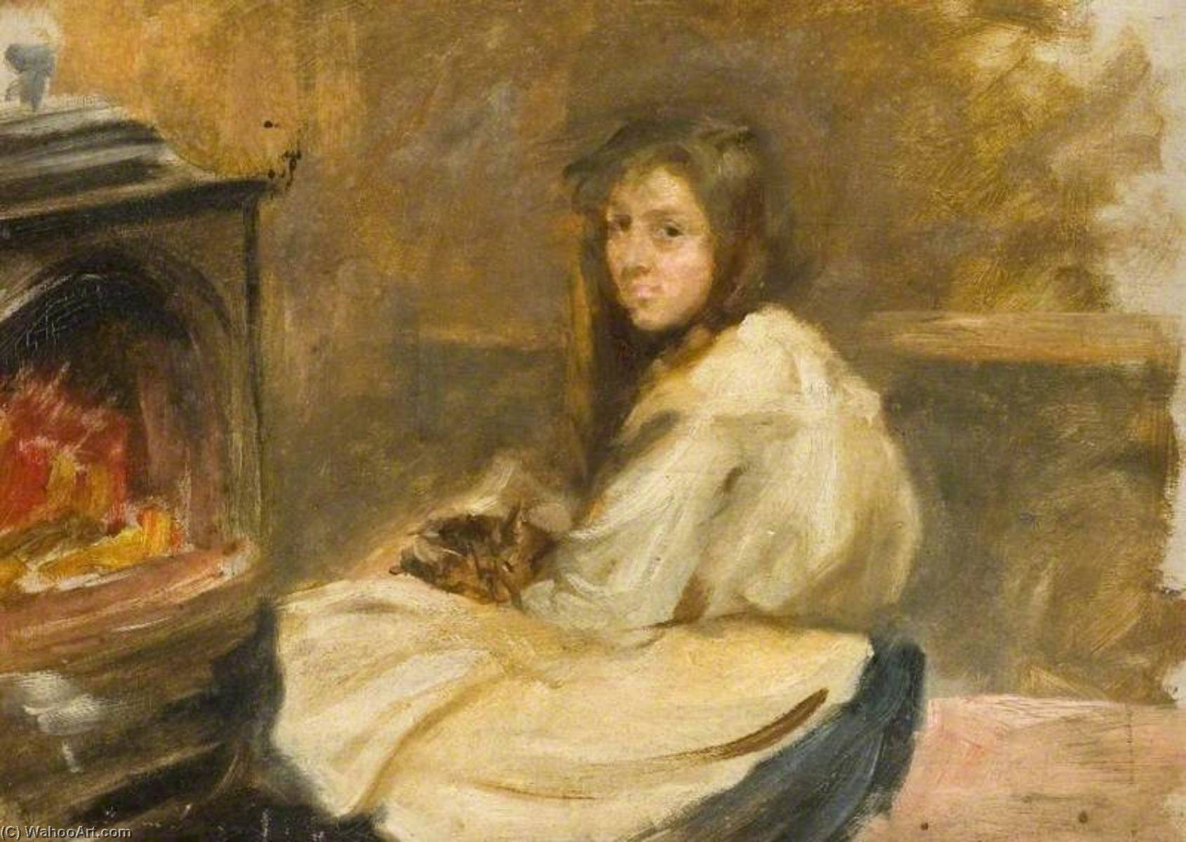 Order Artwork Replica Self Portrait with a Cat, 1914 by Myrtle Broome ...