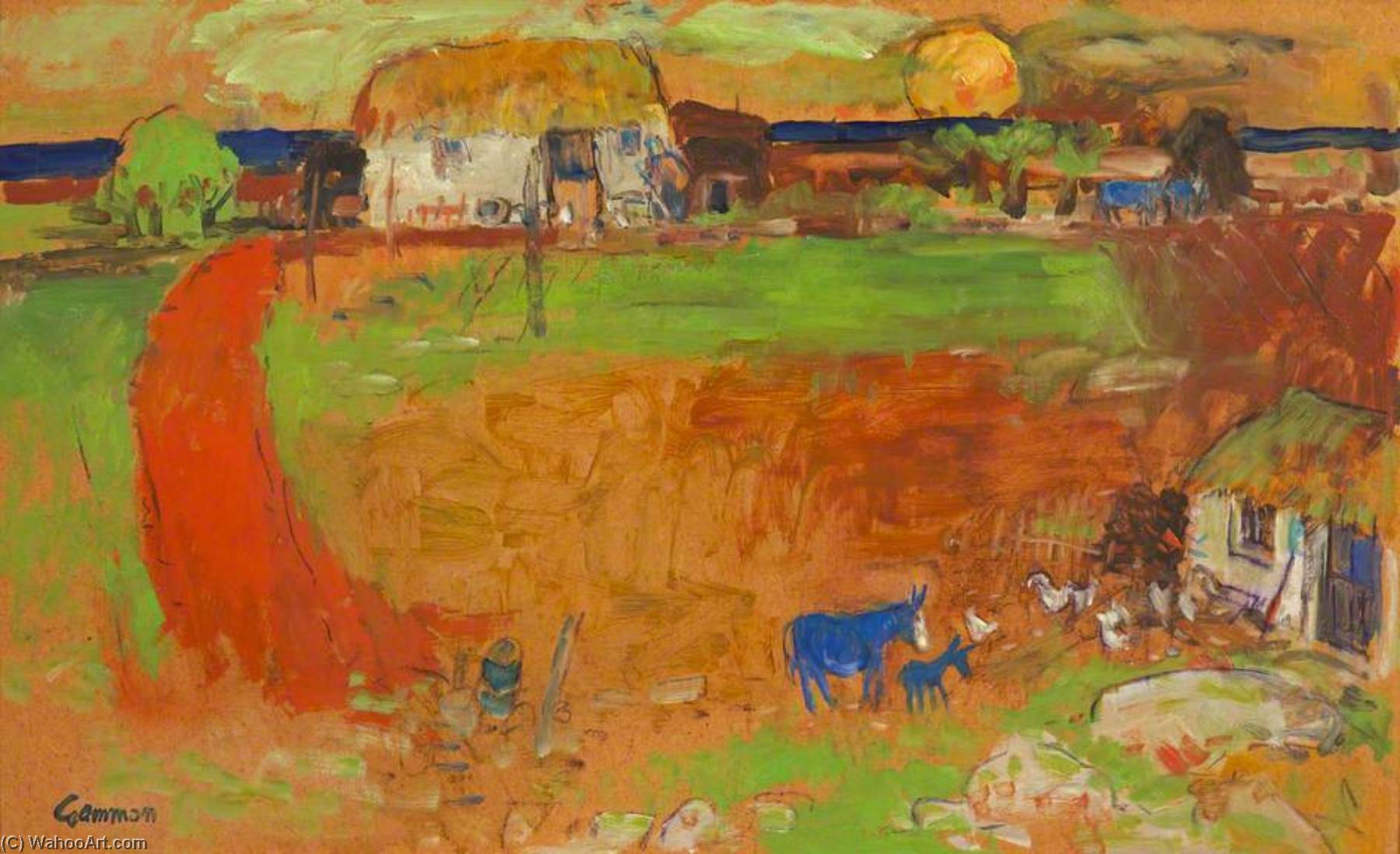 Landscape with Blue Donkey by Reginald Gammon (1921-2005) Reginald ...