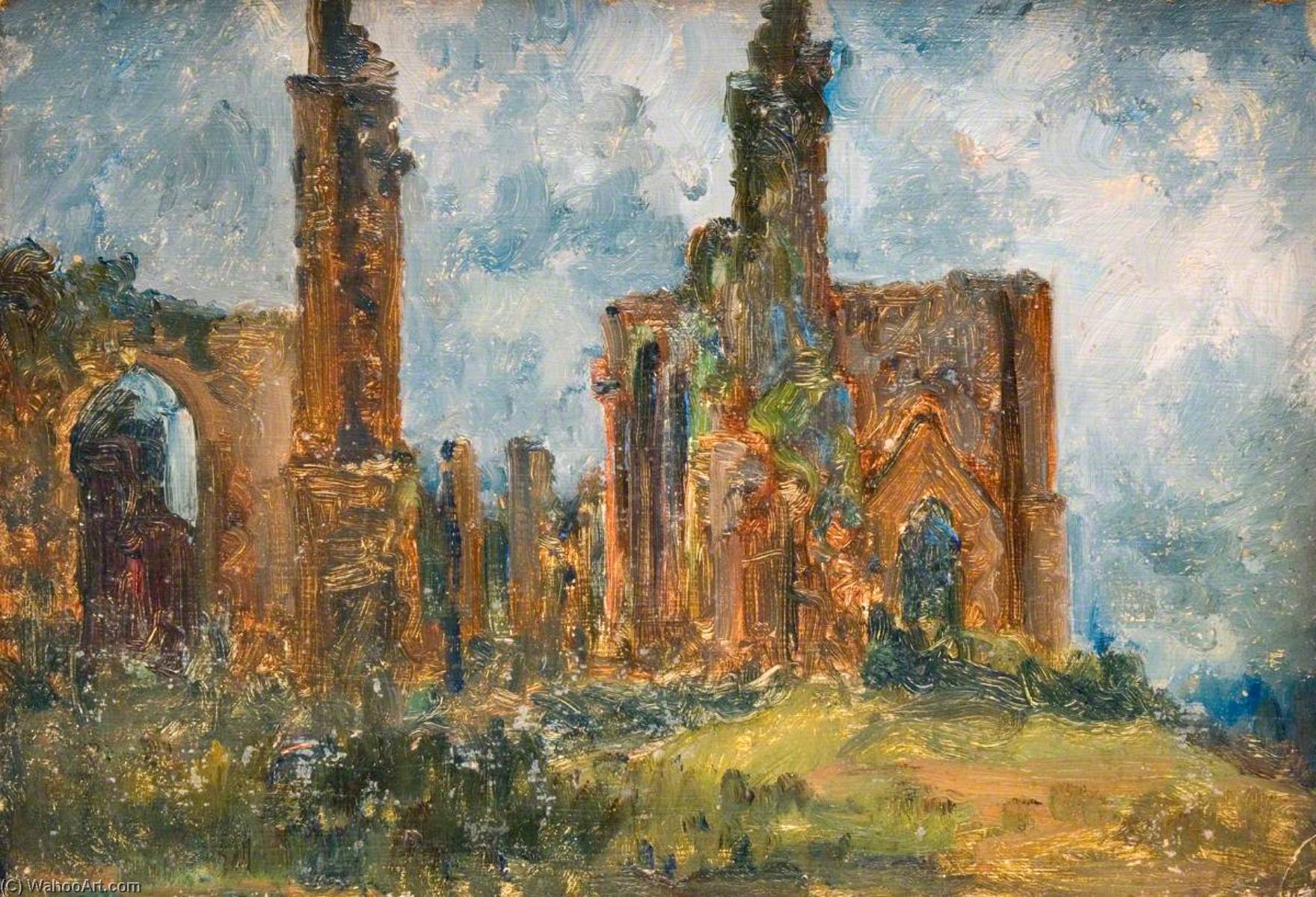 Oil Painting Replica Finchale Priory, 1912 by Joseph Alfonso Toft ...