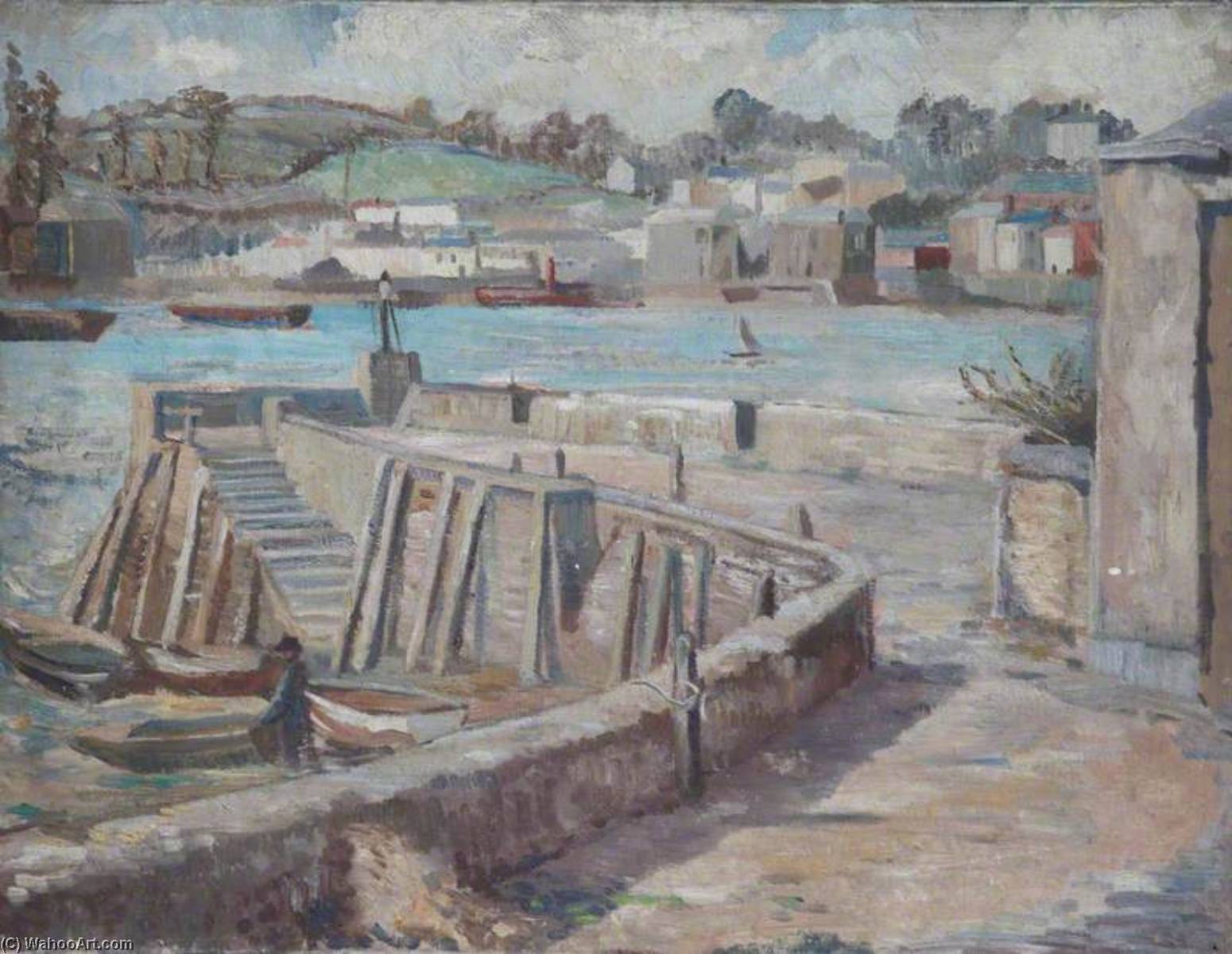 Artwork Replica View of a Harbour Wall and Harbour by Alan Francis ...