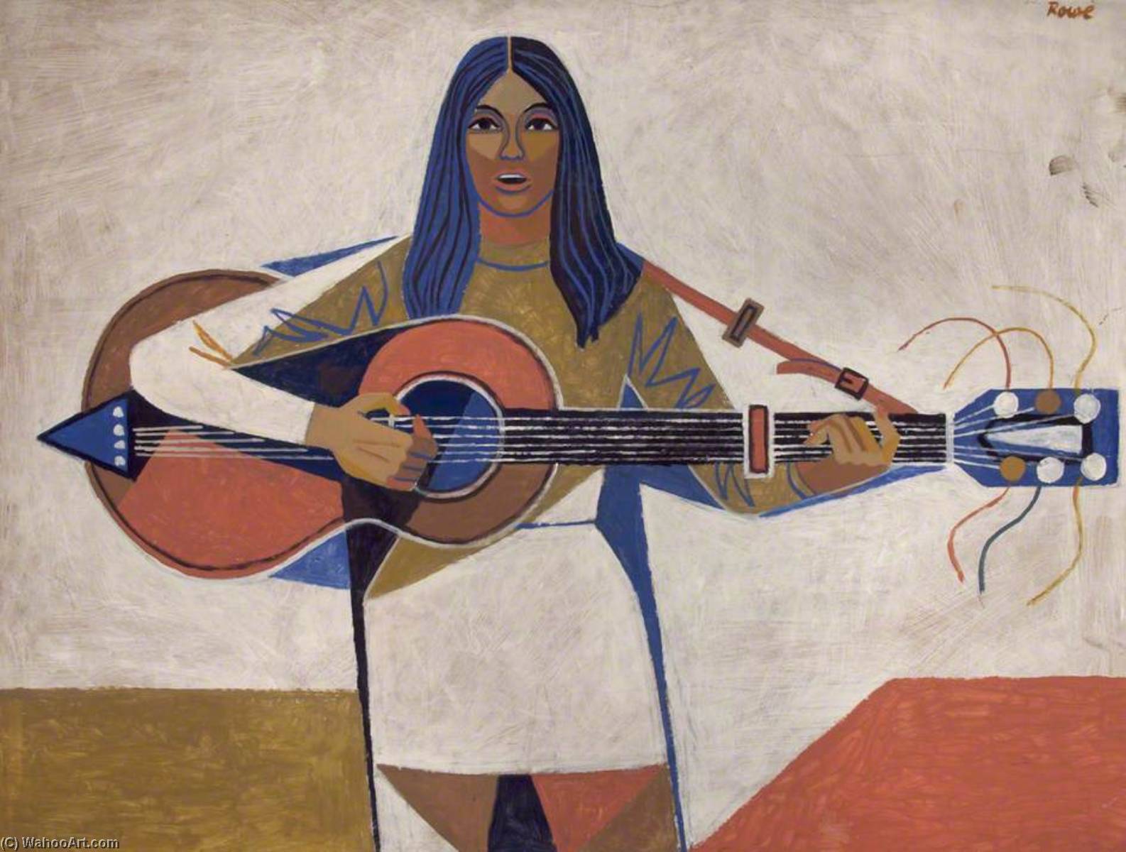 Acheter Reproductions D'art De Musée Guitariste féminine de Cliff Rowe ...