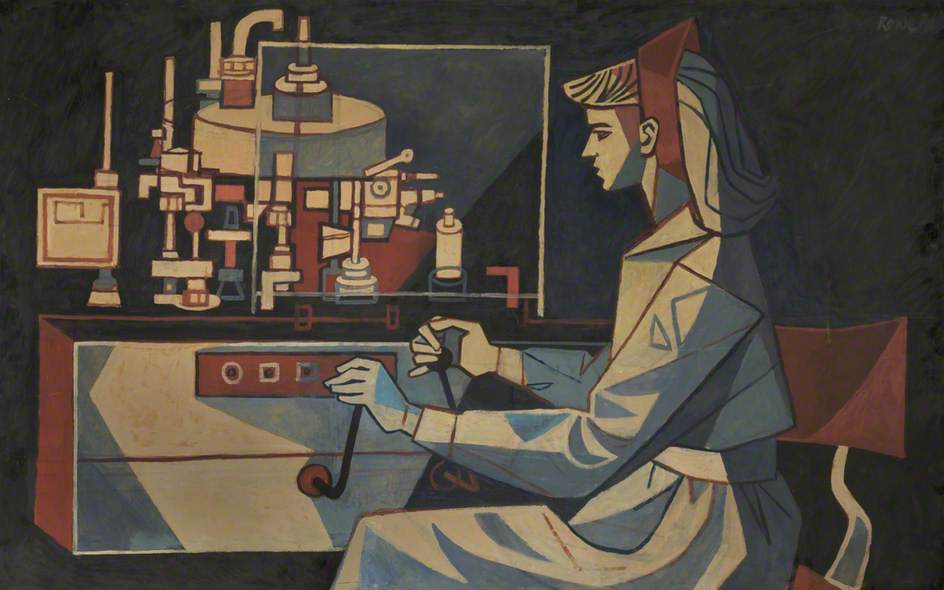 Purchase Oil Painting Replica Woman Sat at Machine Controls by Cliff ...