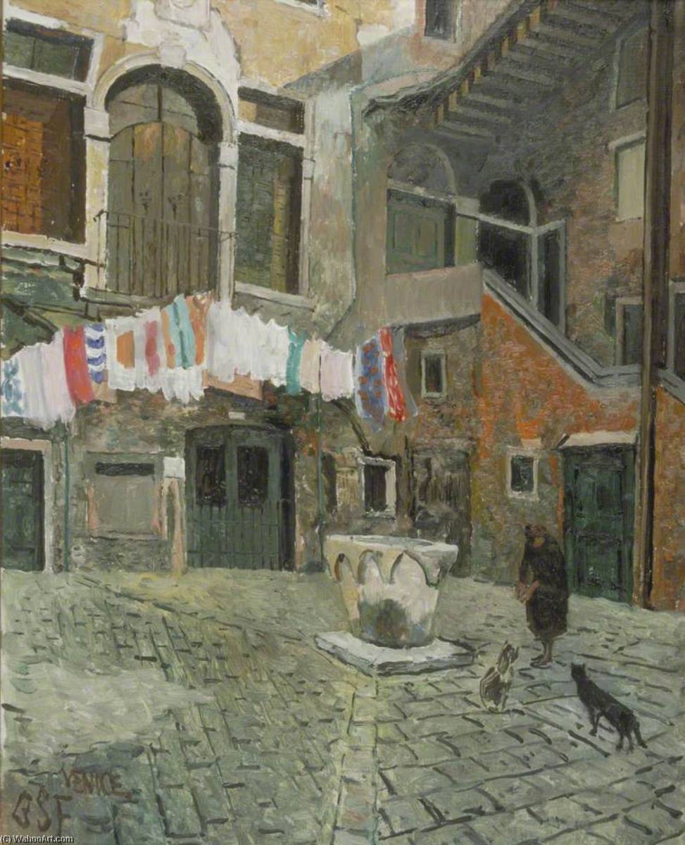 Cour avec Cat Lady, Venise, Italie de Geoffrey Scowcroft Fletcher (1923 ...