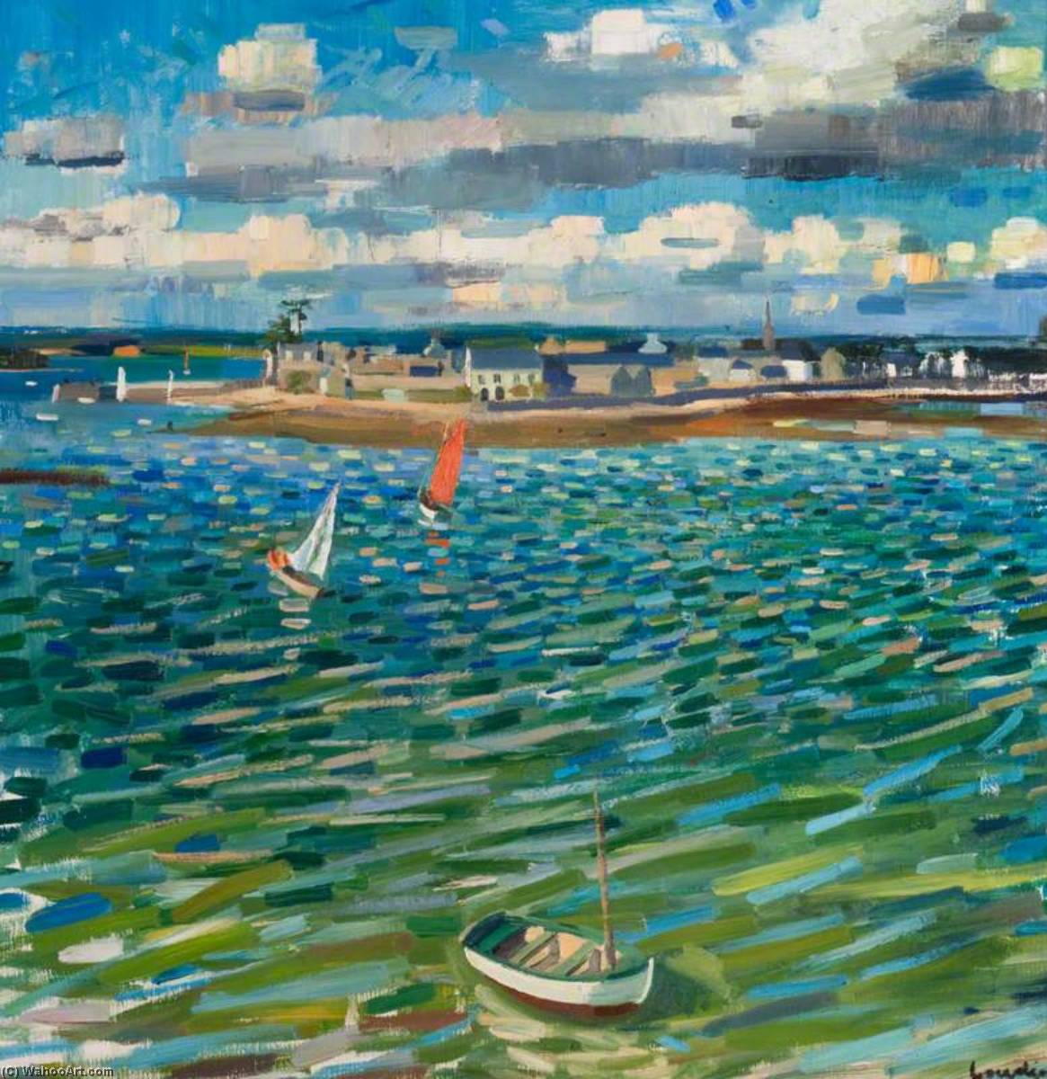 Vista costera con Barcos de Alexander Goudie (1933-2004) Alexander ...