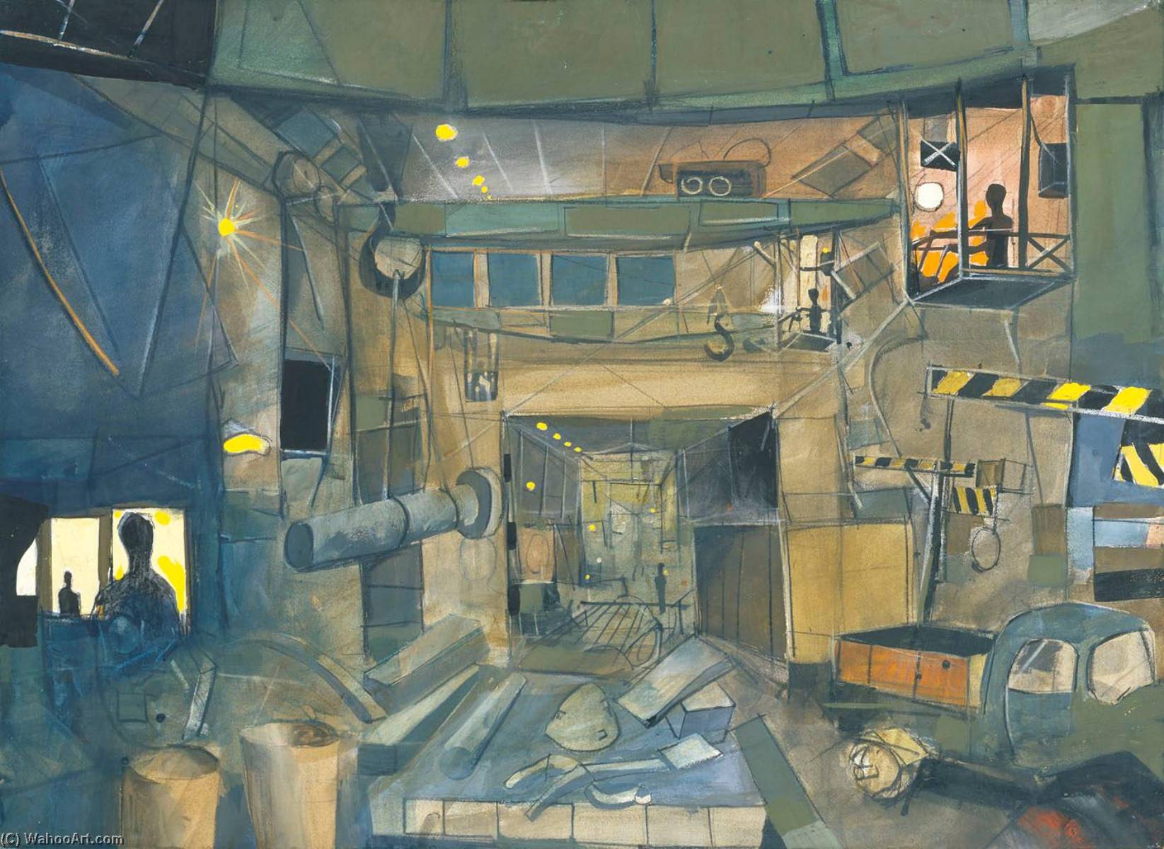 Machine Shop Showing Gantry Cranes Newport News Shipyard, 1957 by John ...