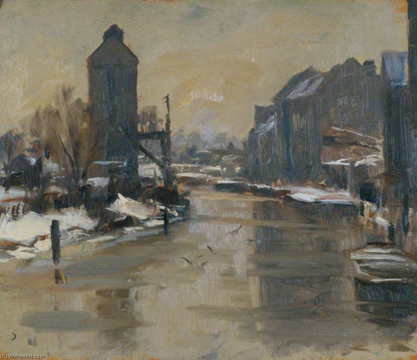 Purchase Oil Painting Replica The Frozen River, Norwich by Edward Brian ...