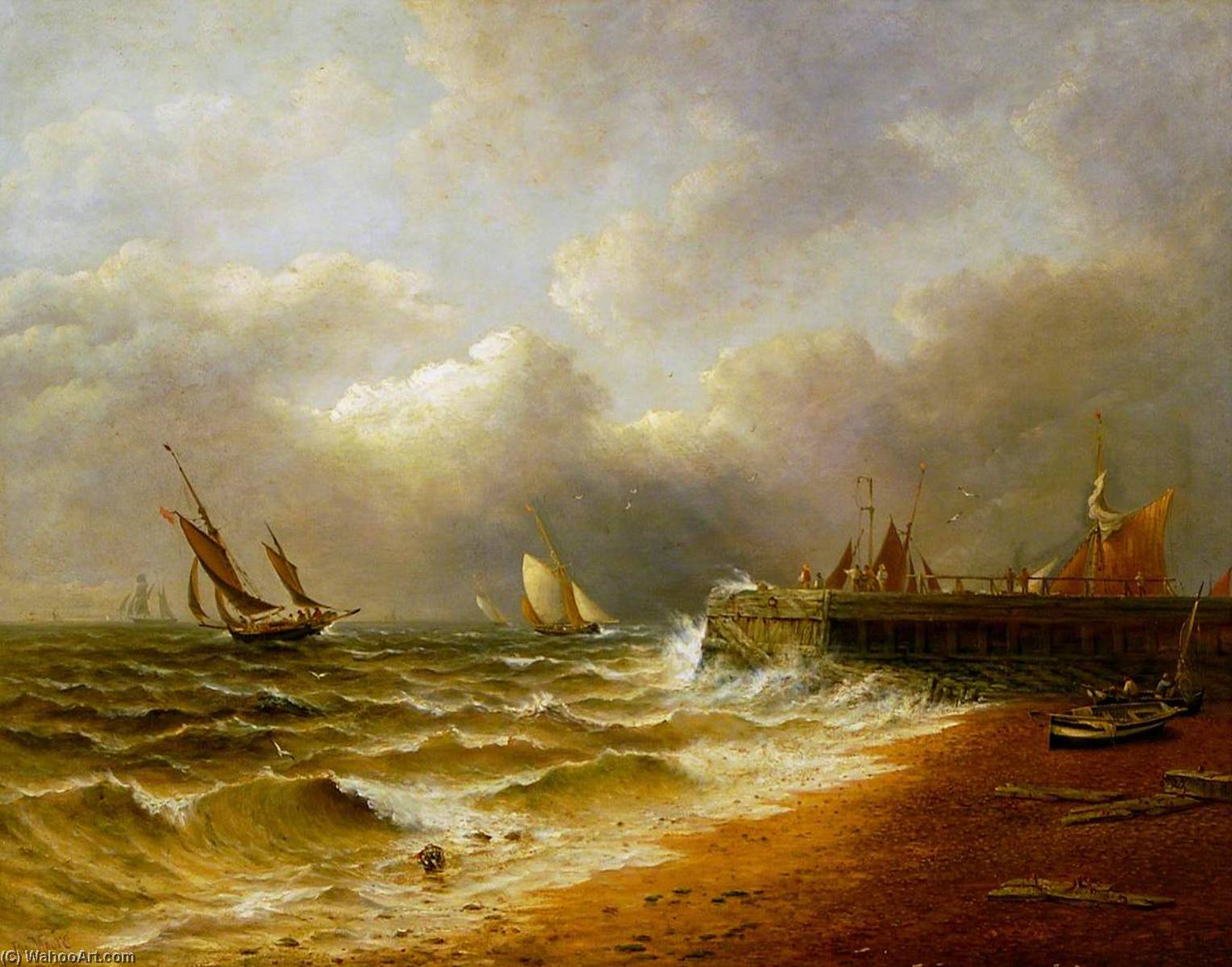 Oil Painting Replica Seapiece, 1902 by John Moore Of Ipswich (1821-1902 ...