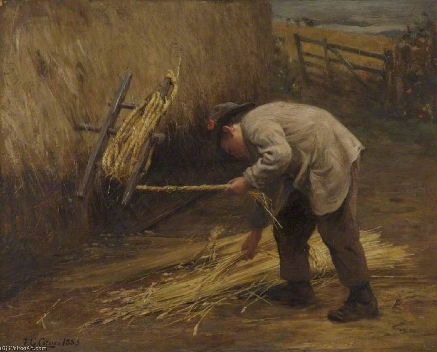 Get Paintings Reproductions Spinning Thatch Bands, 1883 by Frederick ...