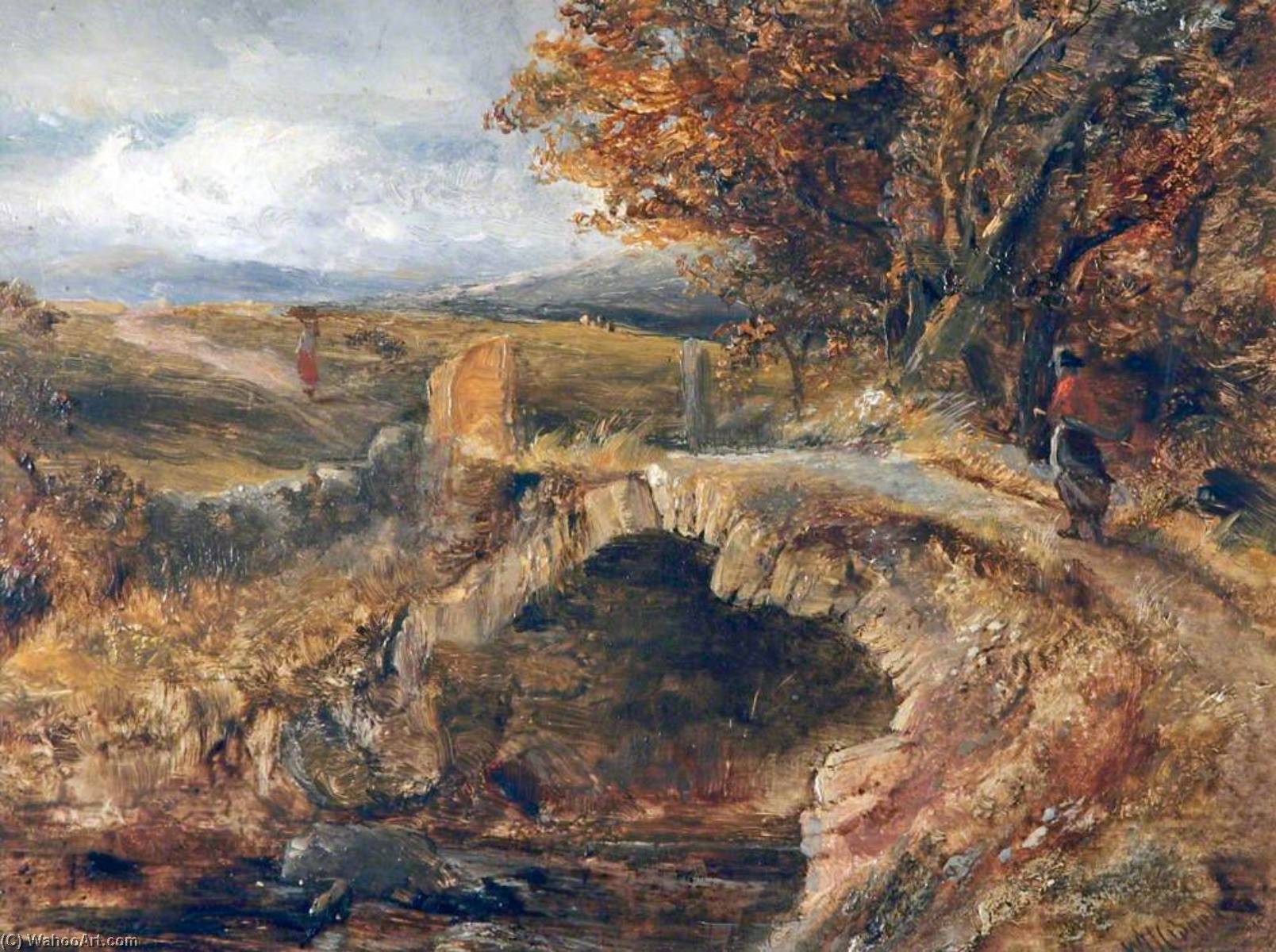 Paintings Reproductions Old Bridge near Port Dinorwic, 1880 by William ...