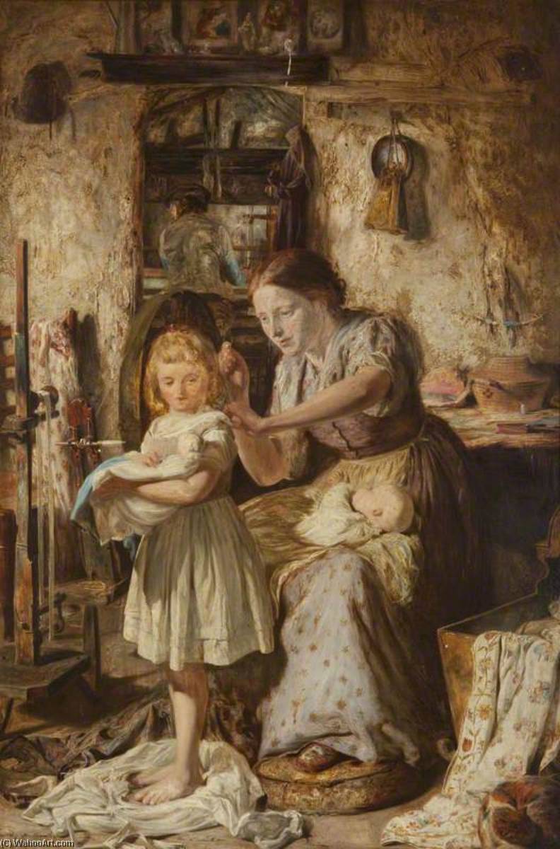 Oil Painting Replica A Stitch in Time, 1868 by Thomas Wade (1828-1891 ...