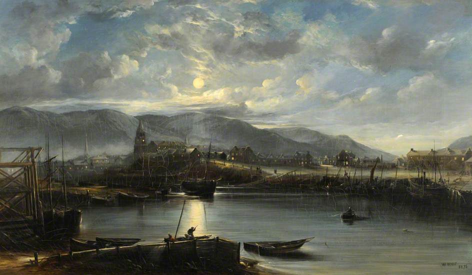 Oil Painting Replica Girvan by Moonlight, 1876 by William Muir (1828 ...