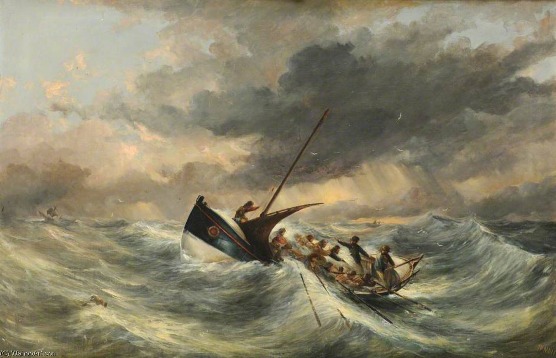 Paintings Reproductions The Girvan Lifeboat, 1876 by William Muir (1828 ...
