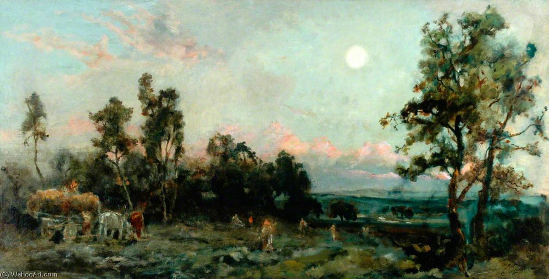 Paintings Reproductions | The Harvest Moon, 1870 by Cecil Gordon Lawson ...