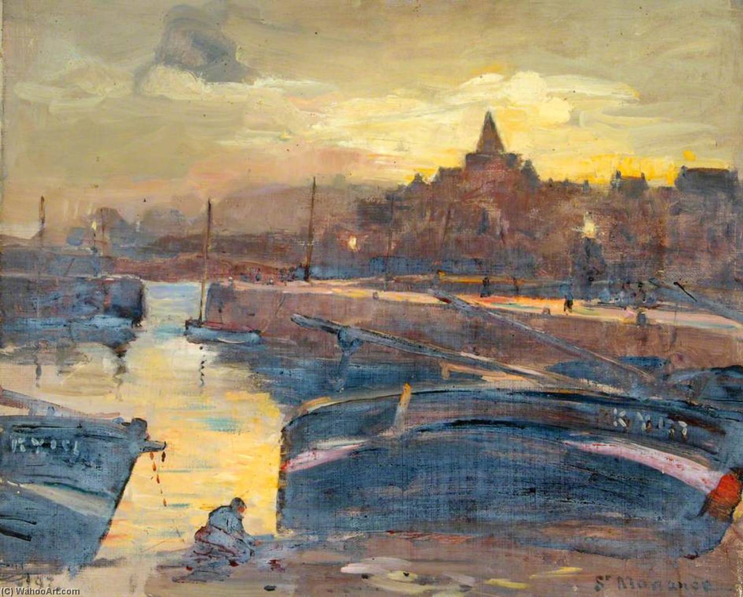 Get Paintings Reproductions Harbour, Evening by William Henry Charlton ...