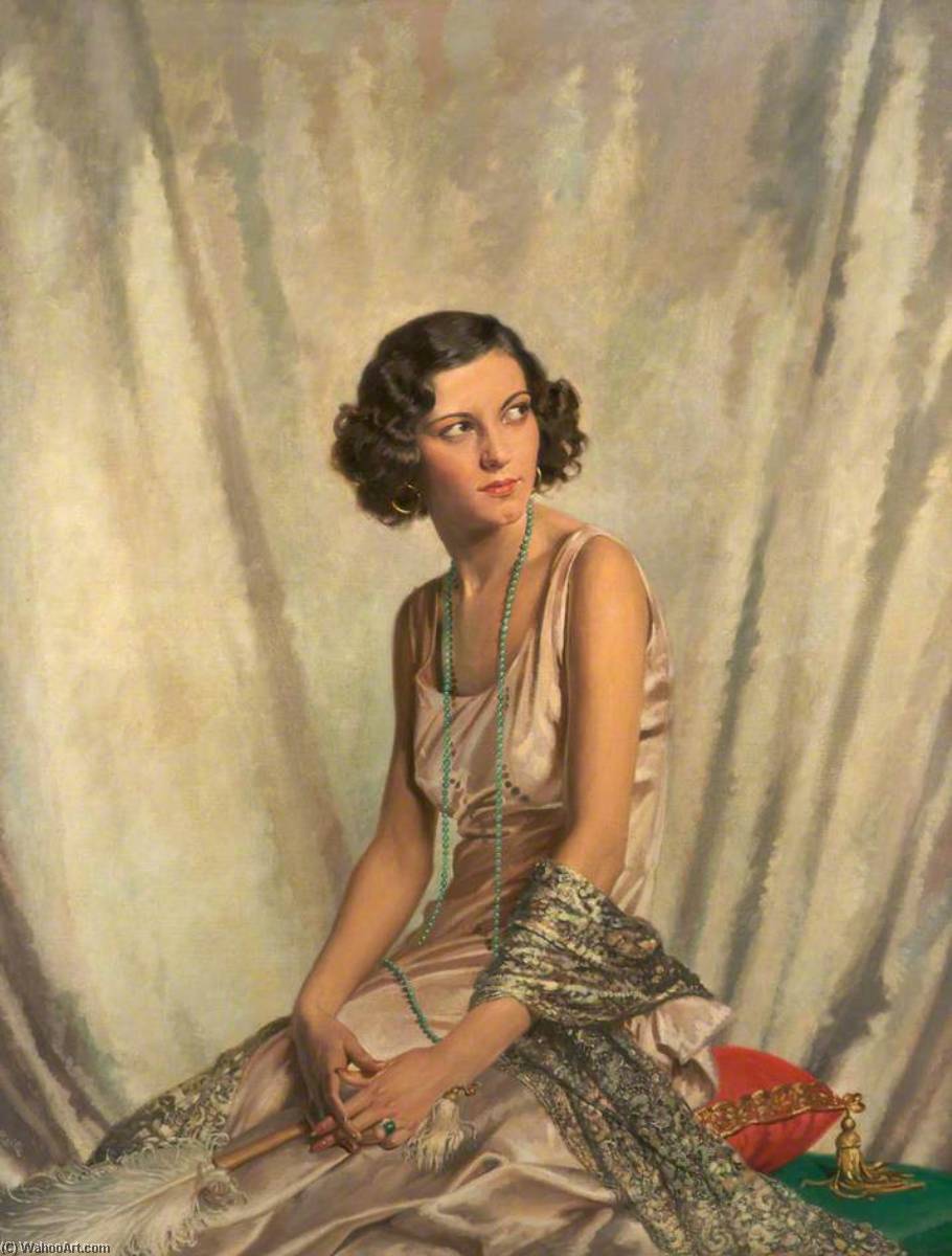 Paintings Reproductions Miss Nora Baring by Howard Somerville (1873 ...