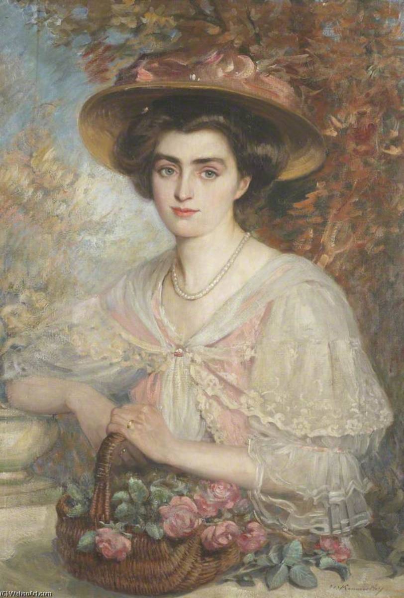 Retrato de una dama con una cesta de rosas de John Dalzell Kenworthy ...