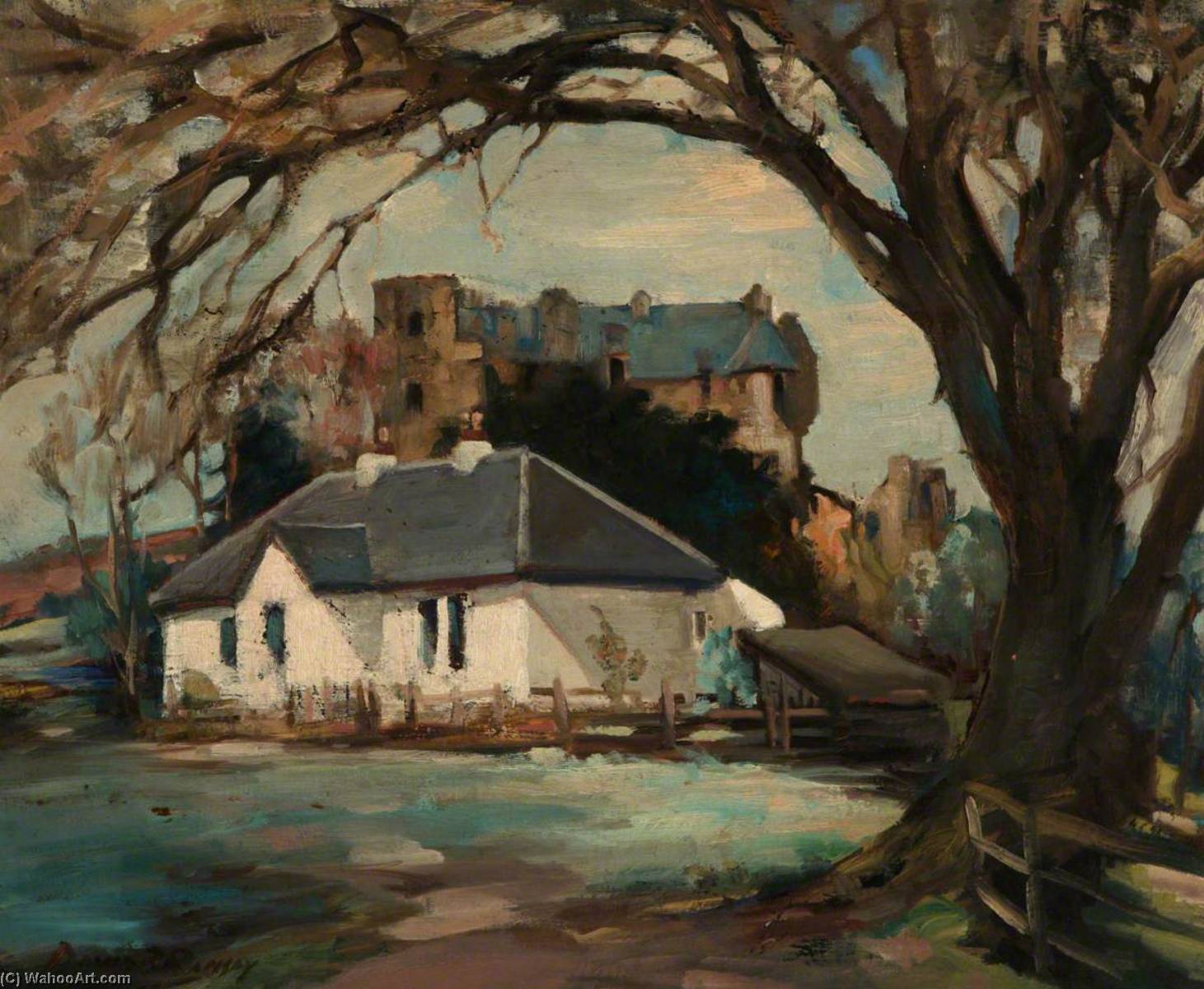 Order Artwork Replica The Castle and the Cottage, Elcho, 1938 by David ...