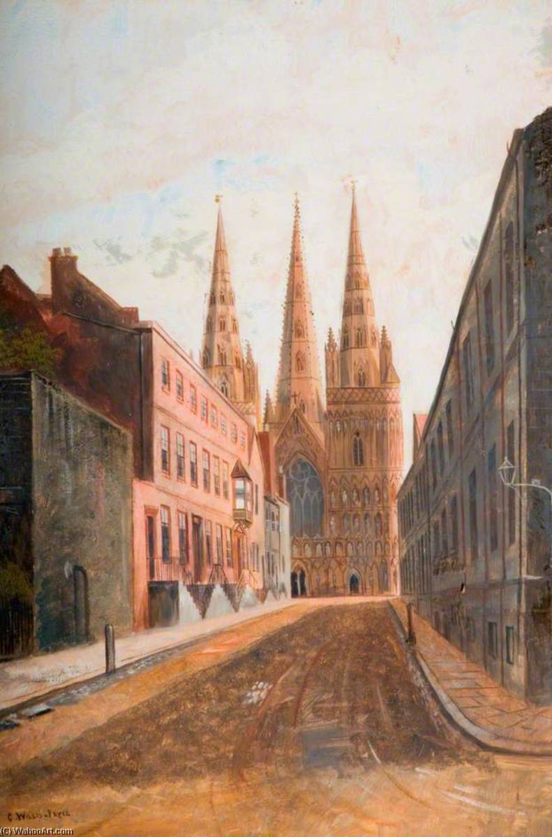 Purchase Oil Painting Replica West Front of Lichfield Cathedral by ...
