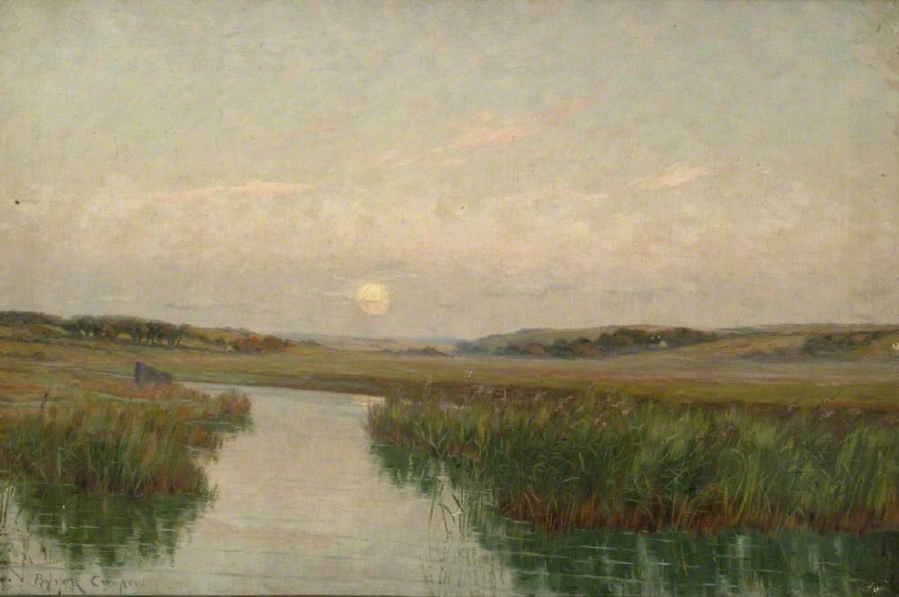 Get Art Reproductions Moonrise on the Old Canal, Bude, Cornwall, 1893 ...