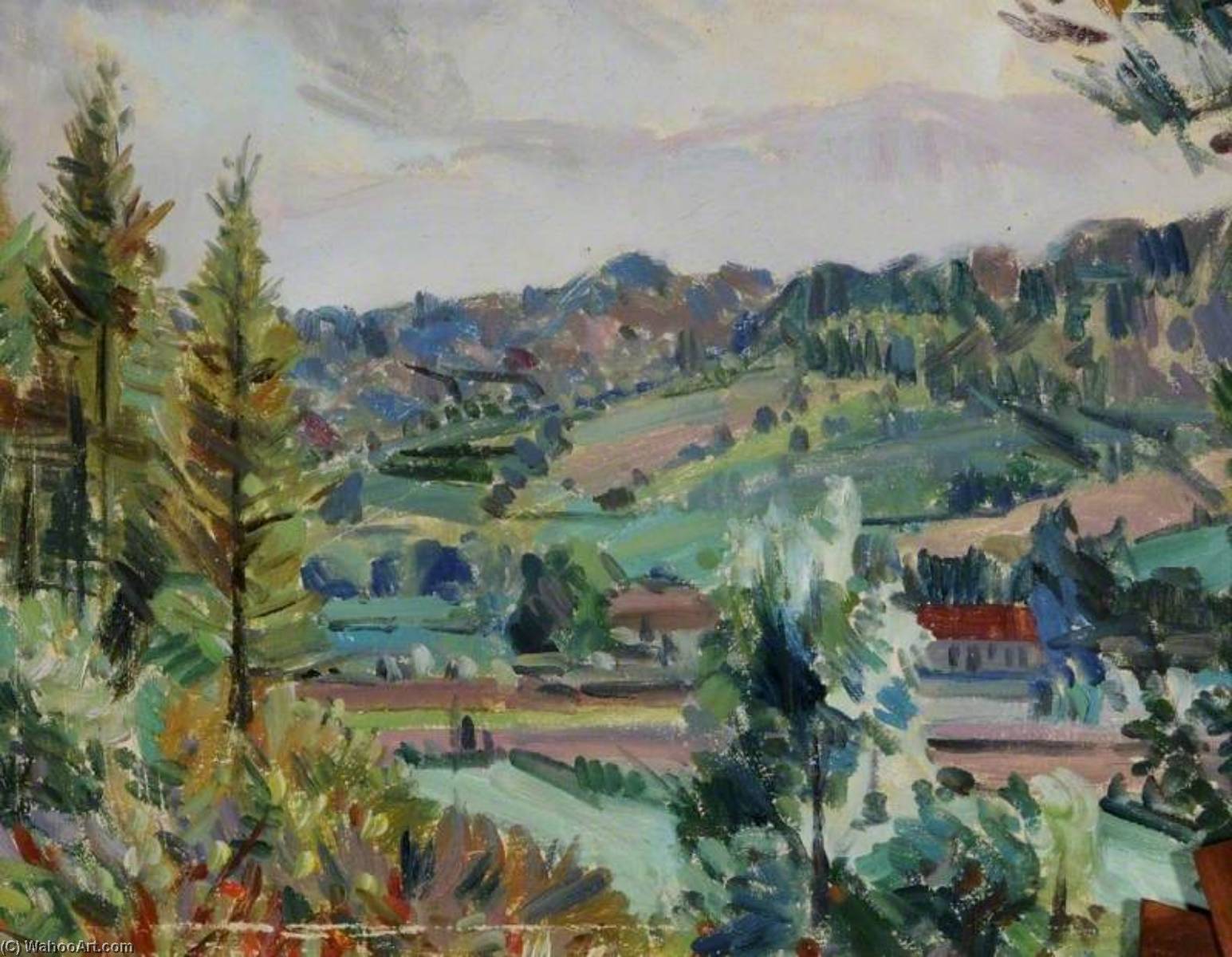 Oil Painting Replica Cornish Landscape (verso) by Elliott Seabrooke ...